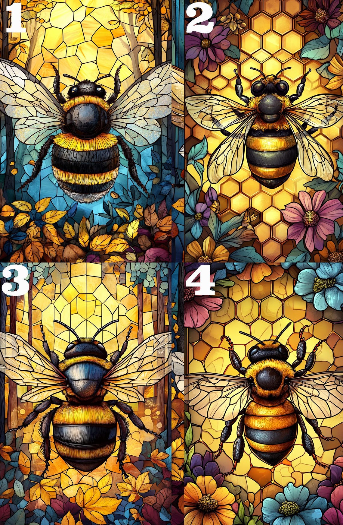 Stained Glass Bee Jigsaw Puzzle for Adults，300/500/1000 Honey Bee ...