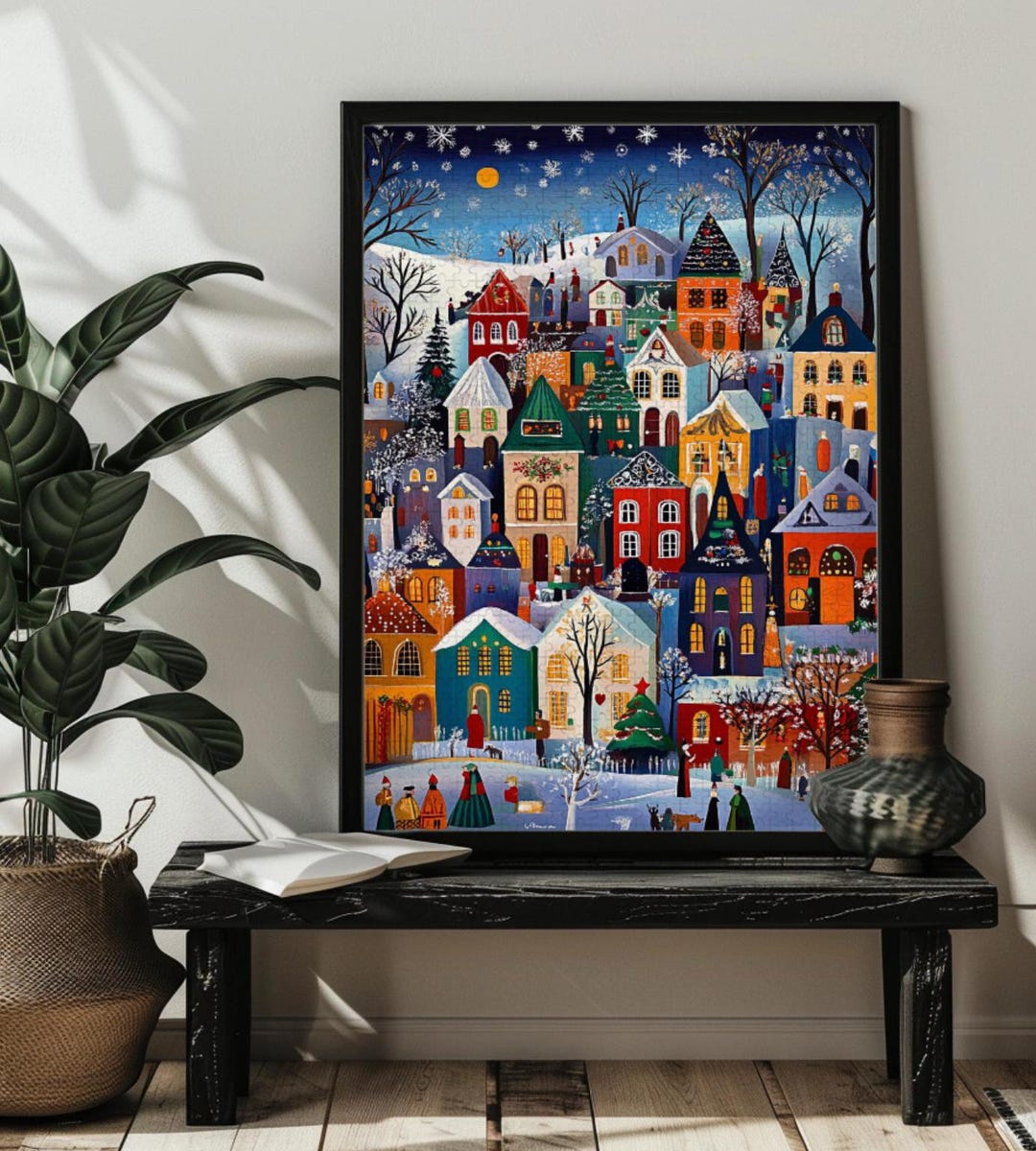 Christmas Snowy Village Jigsaw Puzzle，200/300/500/1000 Wood Whimsical ...