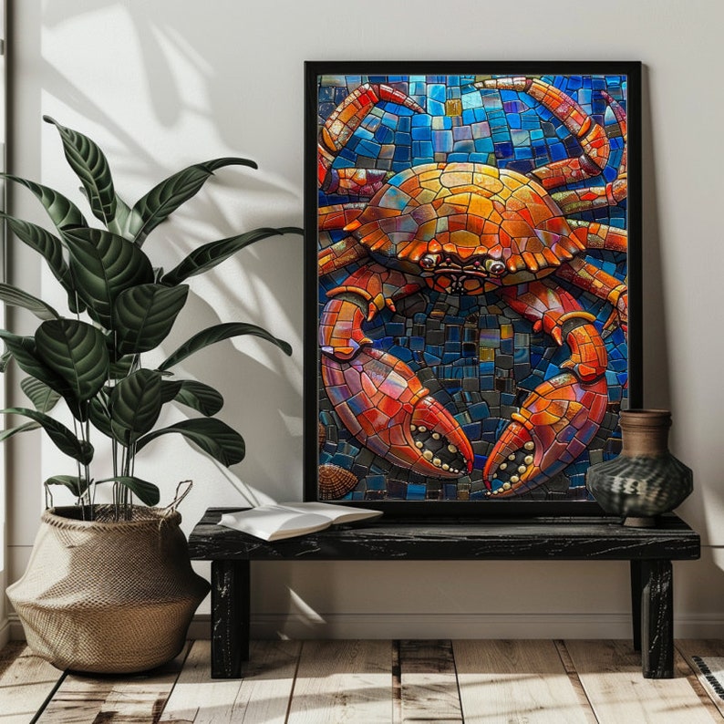 Stained Glass Crab Jigsaw Puzzle for Adults，ocean Crab Puzzles Art ...