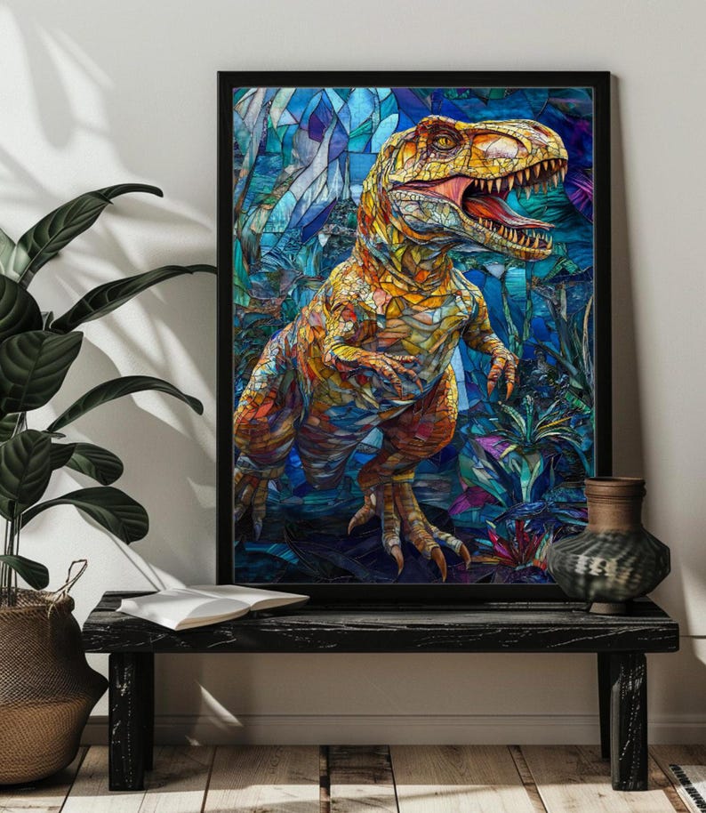 200,300,500,1000 Pieces Stained Glass T-rex Dinosaur Jigsaw Puzzle ...