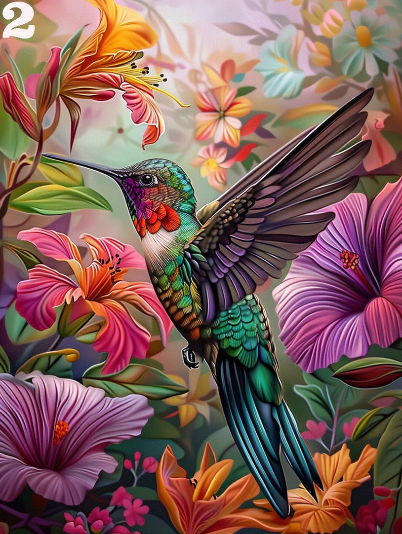 Hummingbird 5D DIY Diamond Painting Kits With AB Drill Diamond Art Soft ...