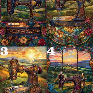 Stained Glass Floral Sewing Machine Jigsaw Puzzle 300/500/1000 Pieces ...