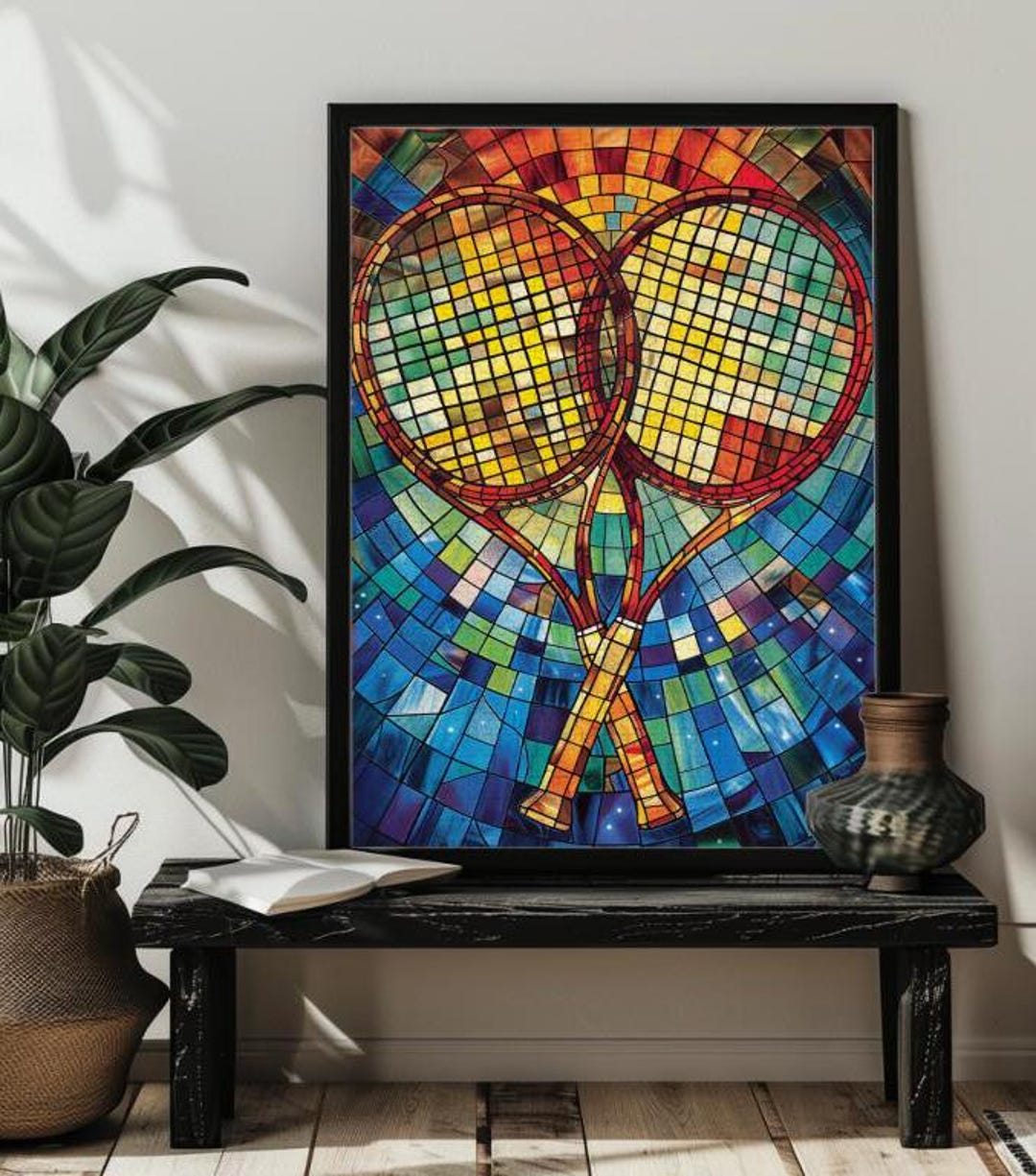 Stained Glass Tennis Racket Jigsaw Puzzle 300/500/1000 Pieces Tennis ...