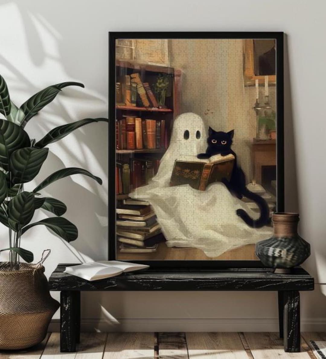 Ghost in Library Jigsaw Puzzle Gift,300/500/1000 Piece Spooky Art ...