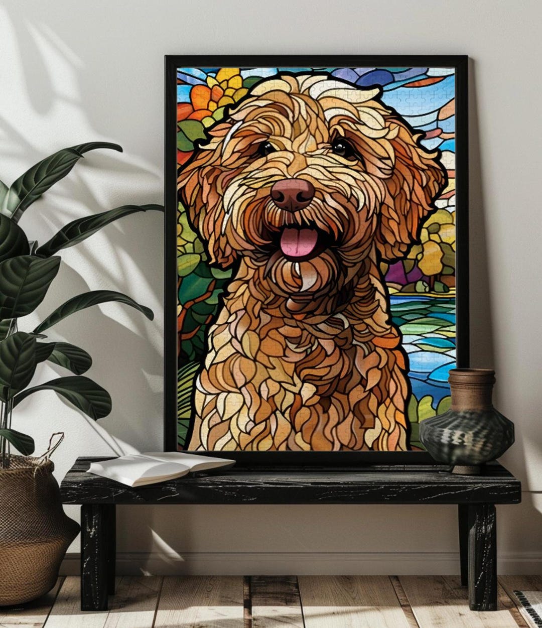Stained Glass Goldendoodle Jigsaw Puzzle，labradoodle Dogs Lover Gift ...