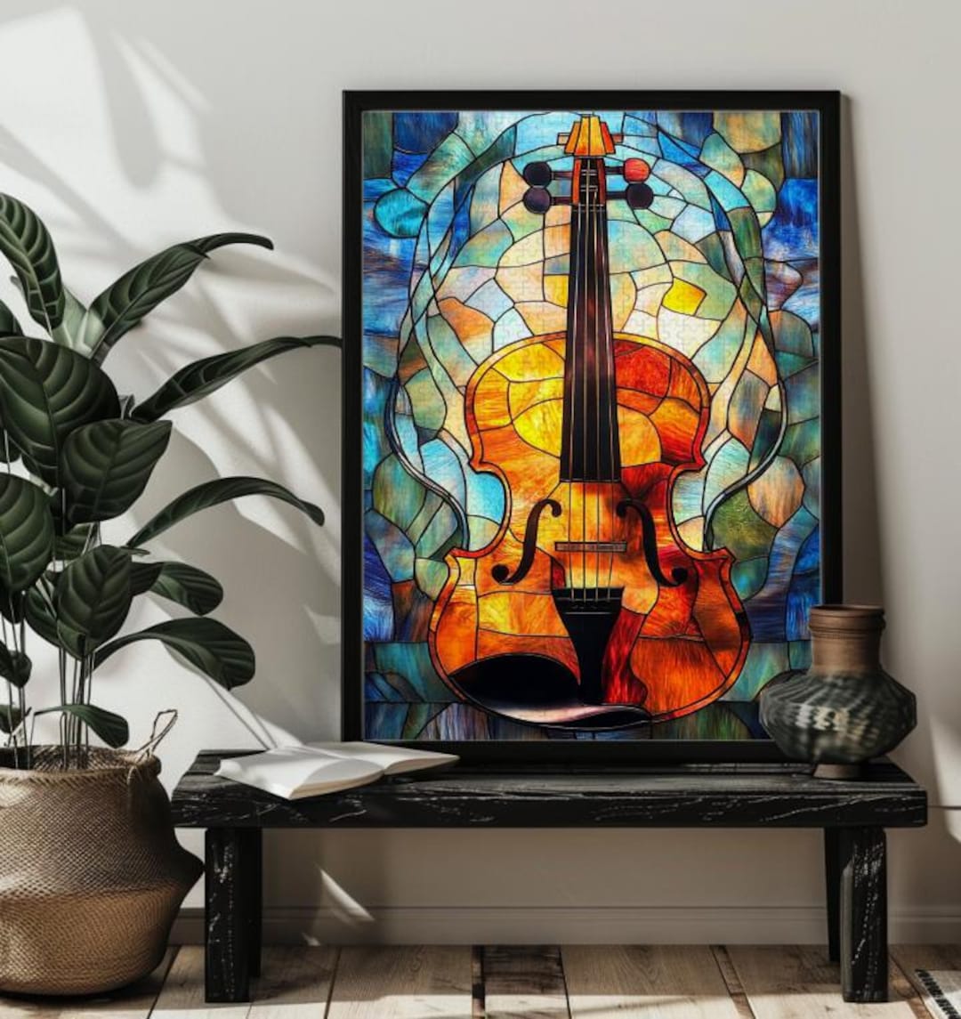 Stained Glass Violin Jigsaw Puzzle for Musician 500,1000 Pieces ...