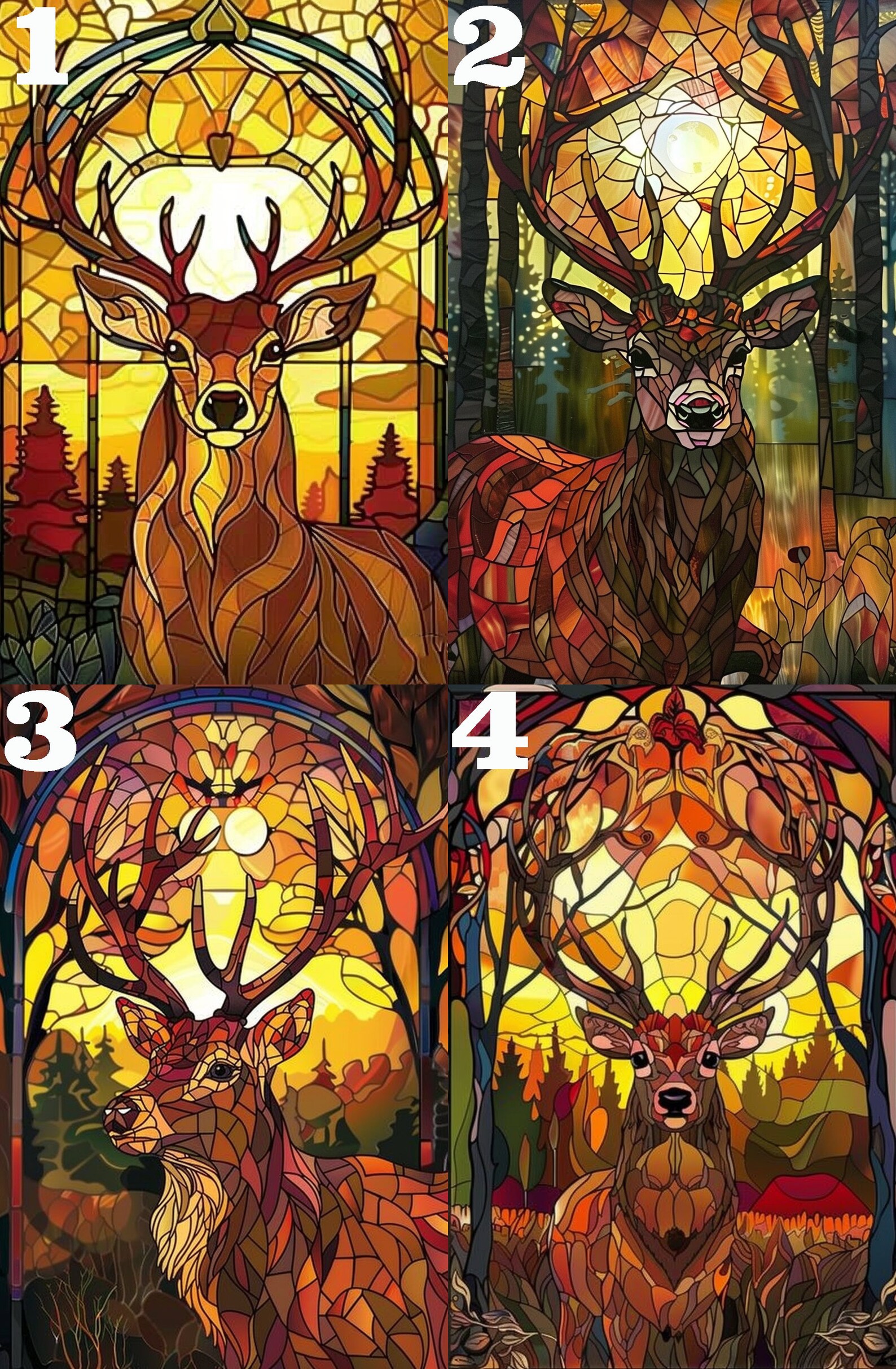 Stained Glass Deer Jigsaw Puzzle，300/500/1000 Wood Deer in Forest ...
