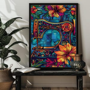 Stained Glass Floral Sewing Machine Jigsaw Puzzle 300/500/1000 Pieces ...