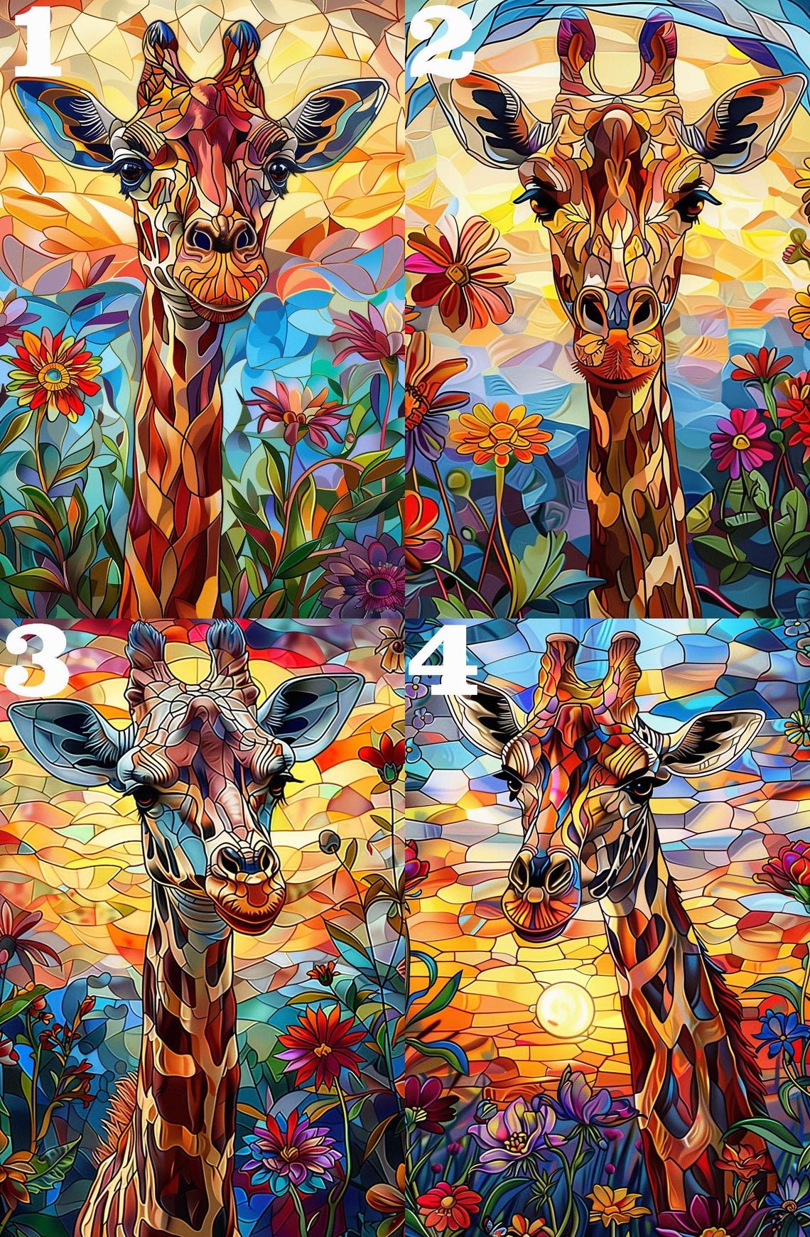 Stained Glass Giraffe Jigsaw Puzzle，200/300/500/1000 Wood Giraffe ...