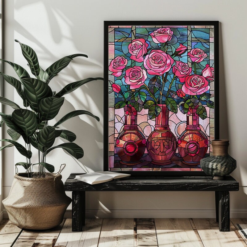 Pink Rose Stained Glass Jigsaw Puzzle for Wife/mom/couple Rose Puzzles ...
