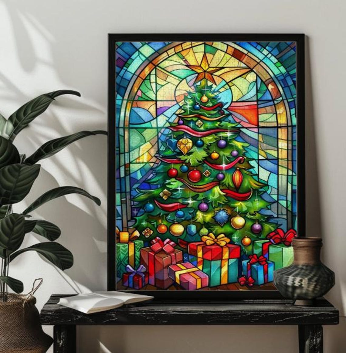 Stained Glass Christmas Tree Jigsaw Puzzles for Adults，christmas Tree ...