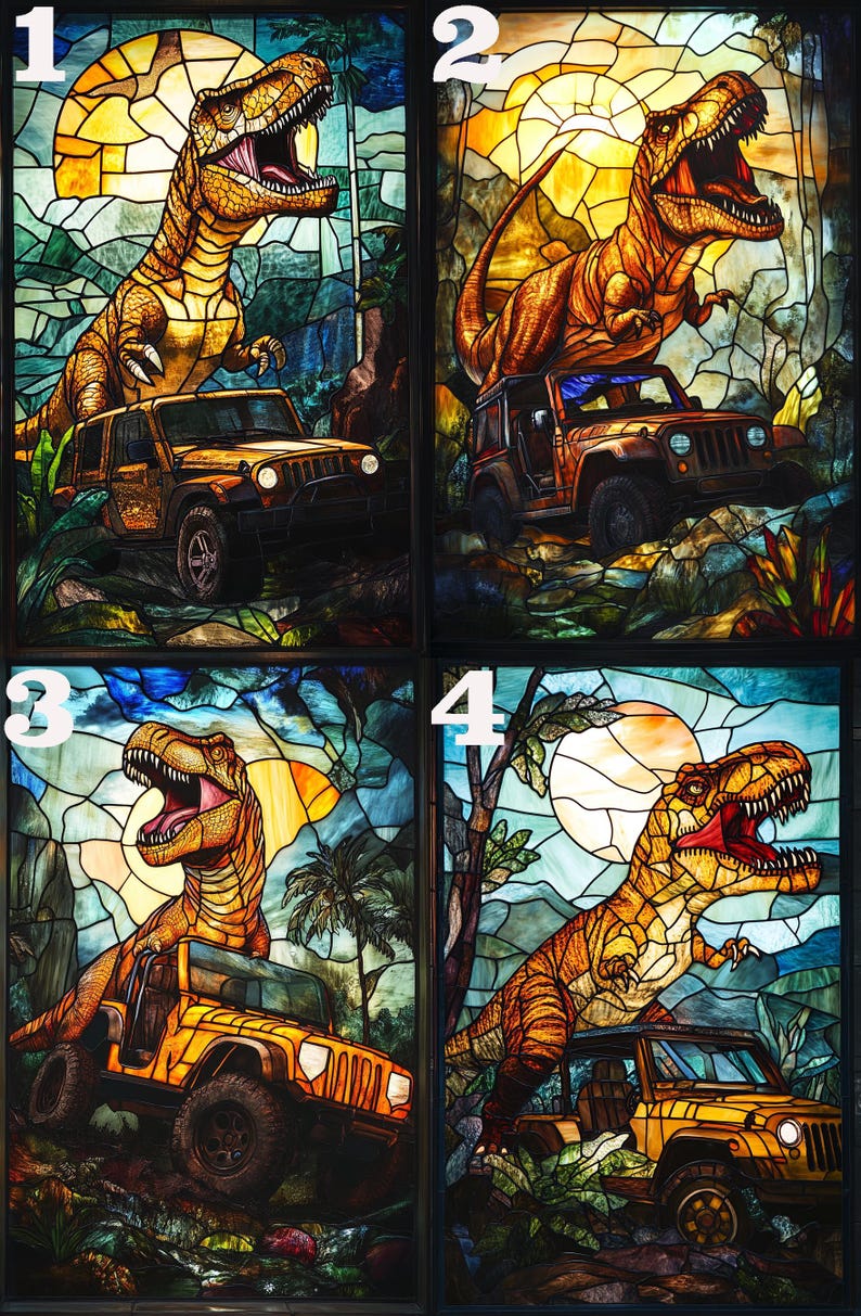 200,300,500,1000 Pieces Stained Glass T-rex Dinosaur Jigsaw Puzzle ...