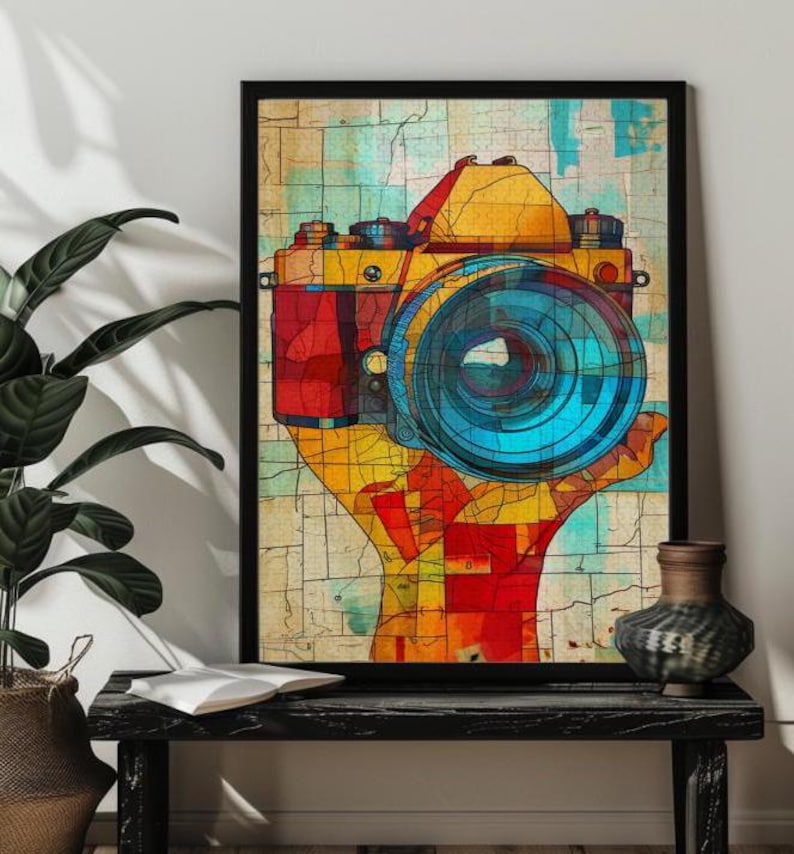 Stained Glass Camera Jigsaw Puzzle，200/300/500/1000 Wood Photography ...