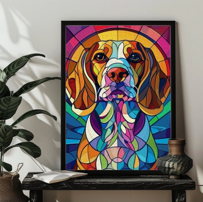 Beagle Dog Stained Glass Jigsaw Puzzle，colorful Beagle Puzzles Art ...