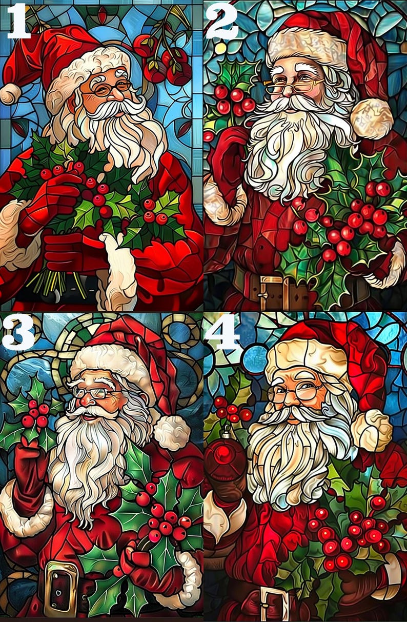 Stained Glass Christmas Santa Claus Jigsaw Puzzles for Adults，xmas ...