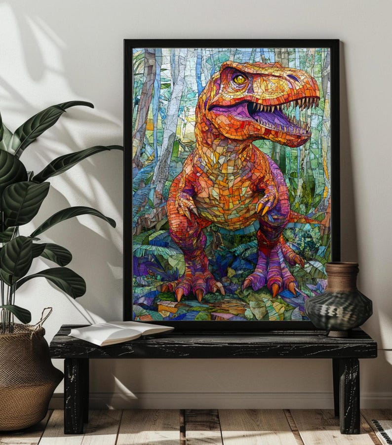 200,300,500,1000 Pieces Stained Glass T-rex Dinosaur Jigsaw Puzzle ...