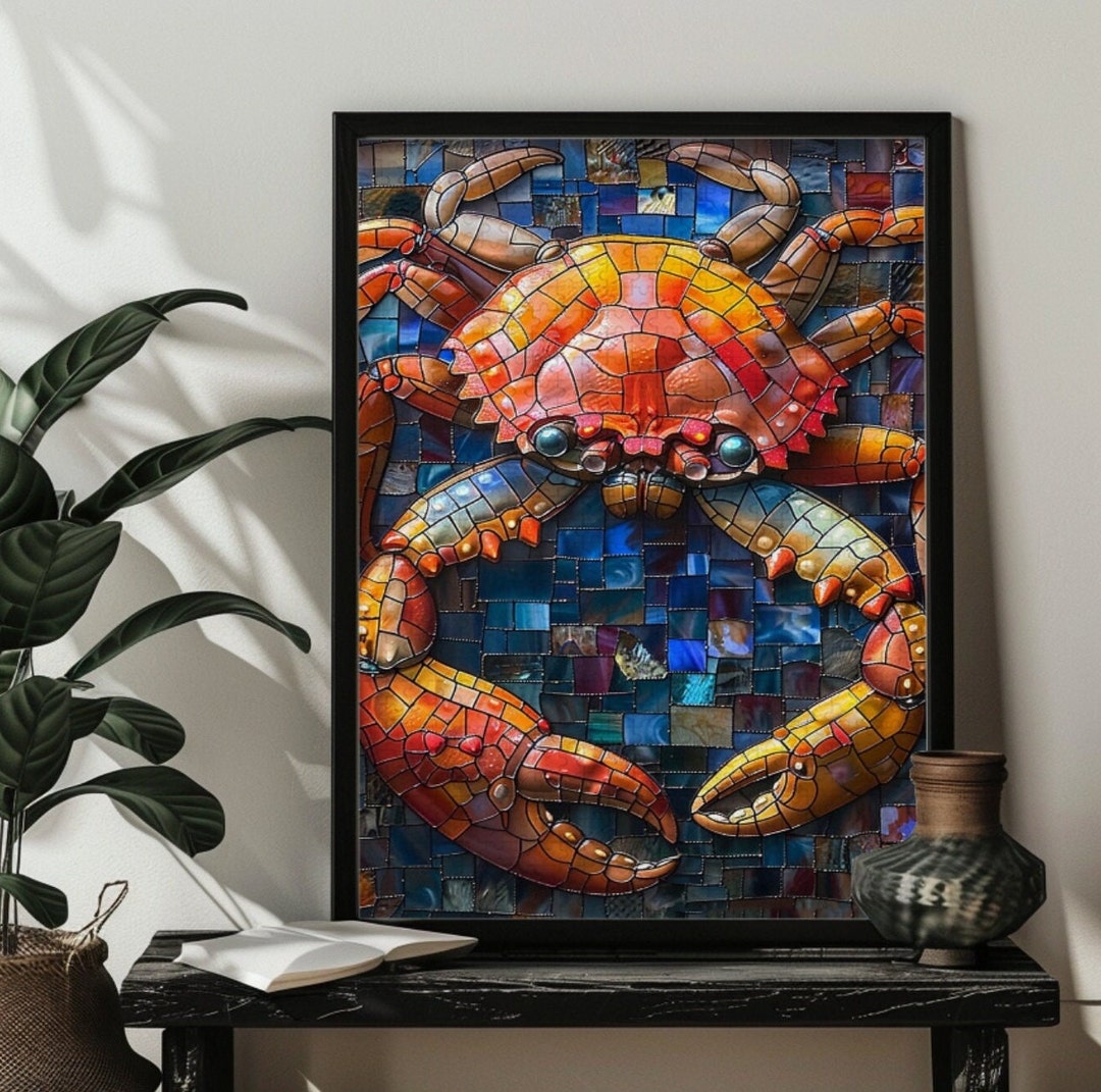 Stained Glass Crab Jigsaw Puzzle for Adults，ocean Crab Puzzles Art ...