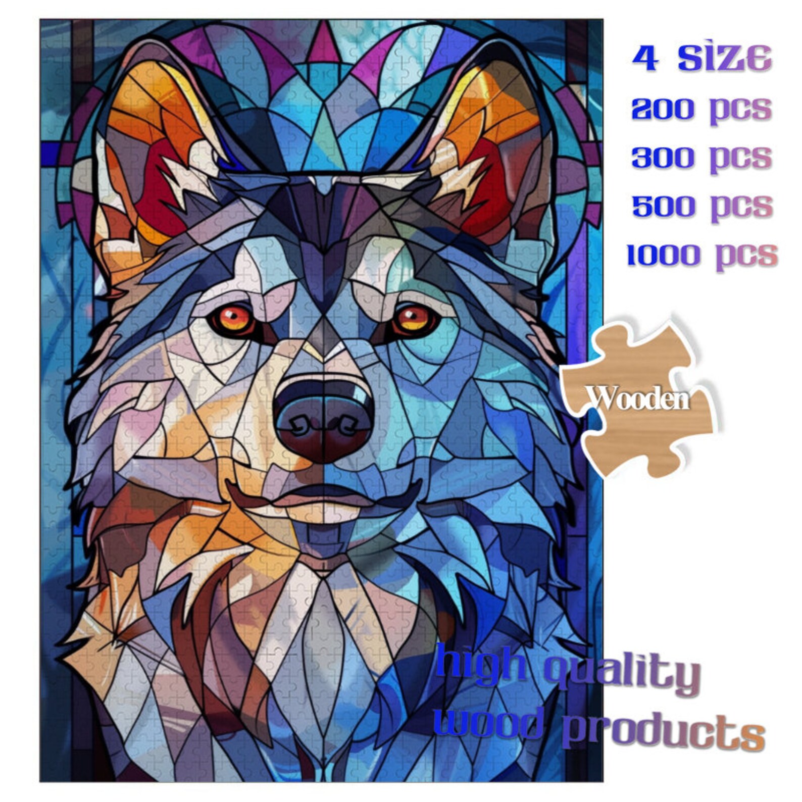 Stained Glass Husky Jigsaw Puzzle，colorful Husky Dog Puzzles Art，husky ...