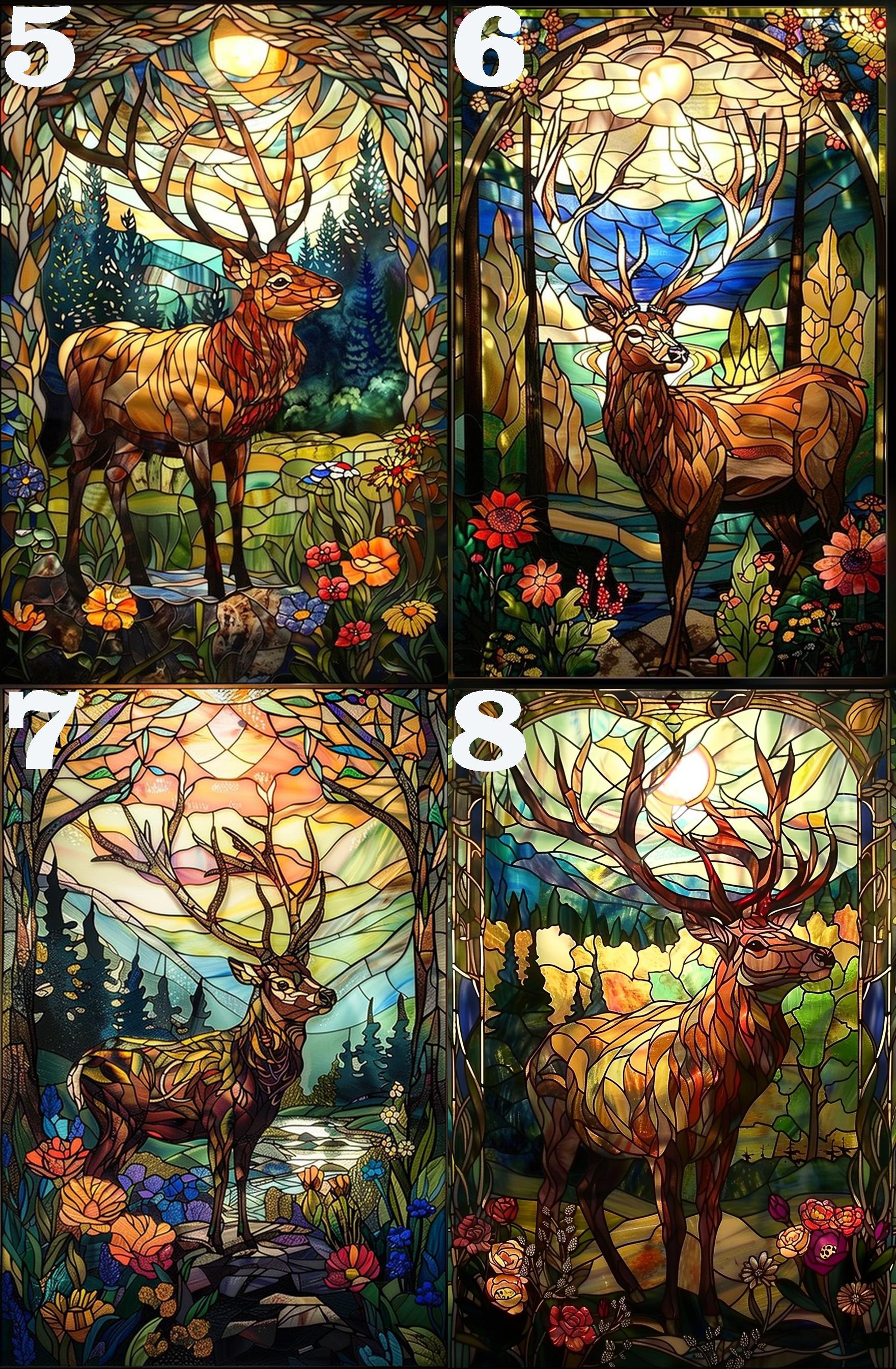 Stained Glass Deer Jigsaw Puzzle，300/500/1000 Wood Deer in Forest ...