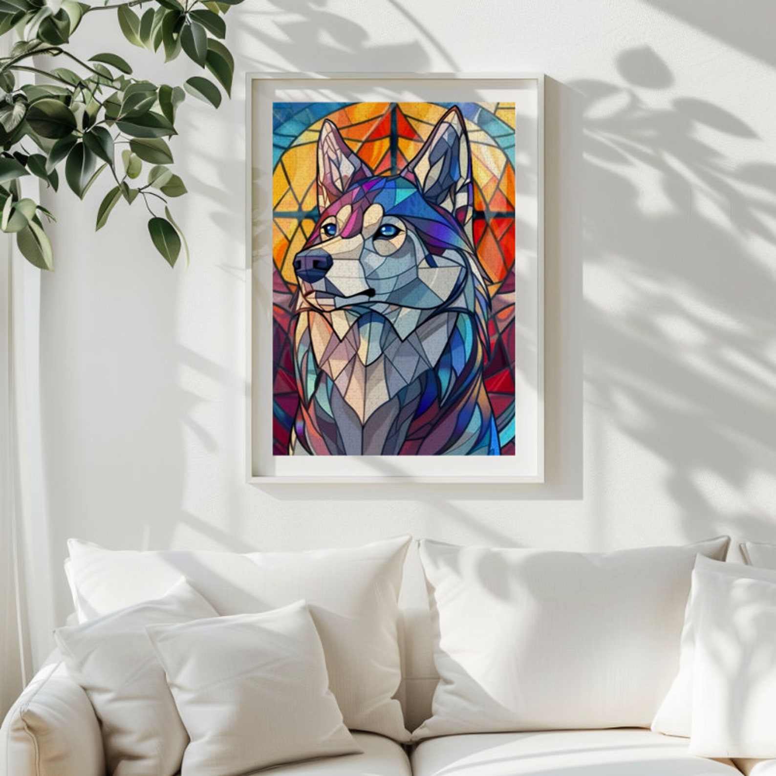 Stained Glass Husky Jigsaw Puzzle，colorful Husky Dog Puzzles Art，husky ...