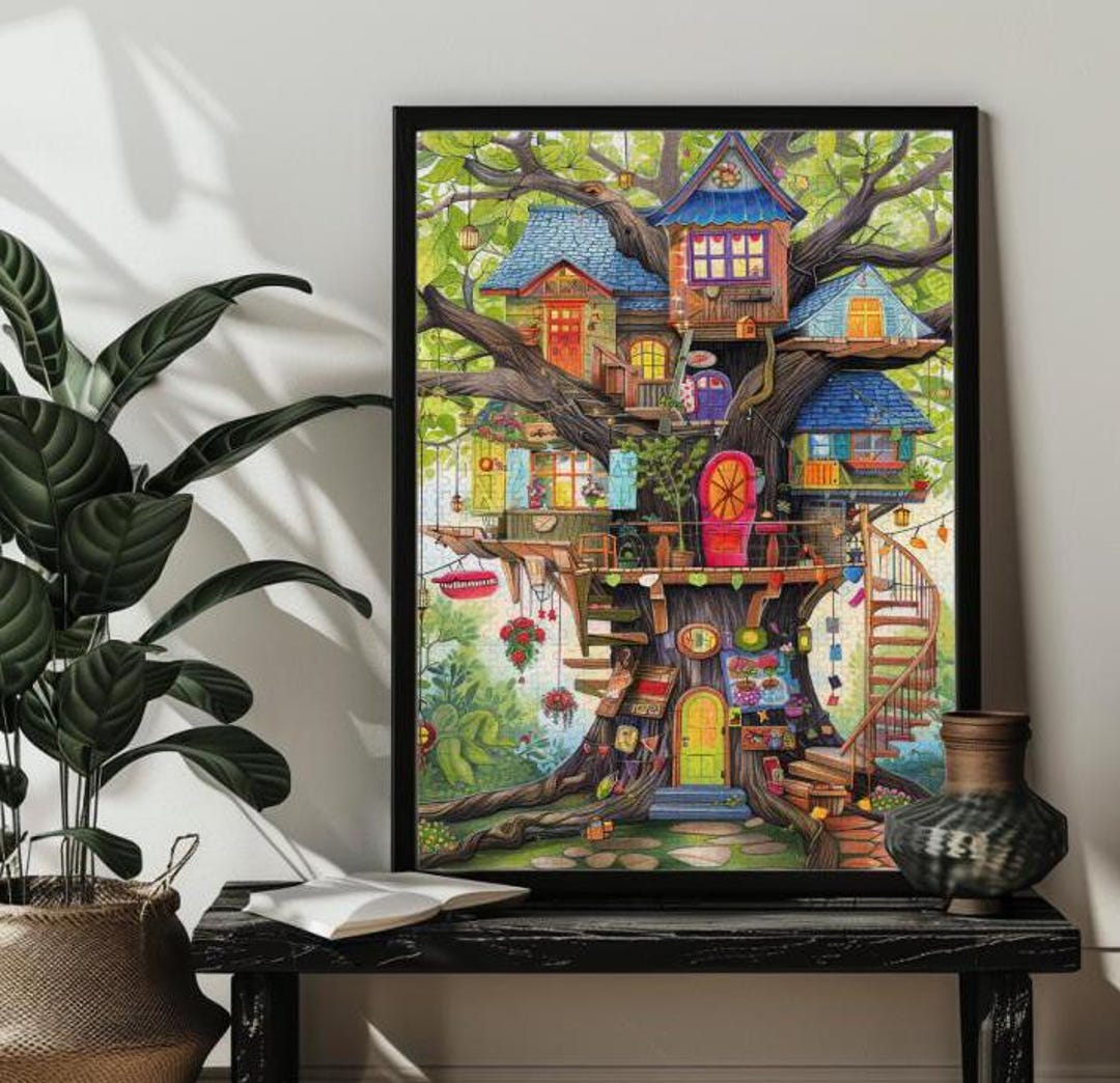 Fantasy Tree House Jigsaw Puzzle Abstract Whimsical Landscape Puzzles ...