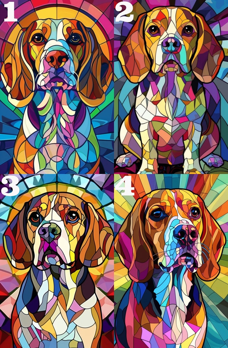 Beagle Dog Stained Glass Jigsaw Puzzle，colorful Beagle Puzzles Art ...