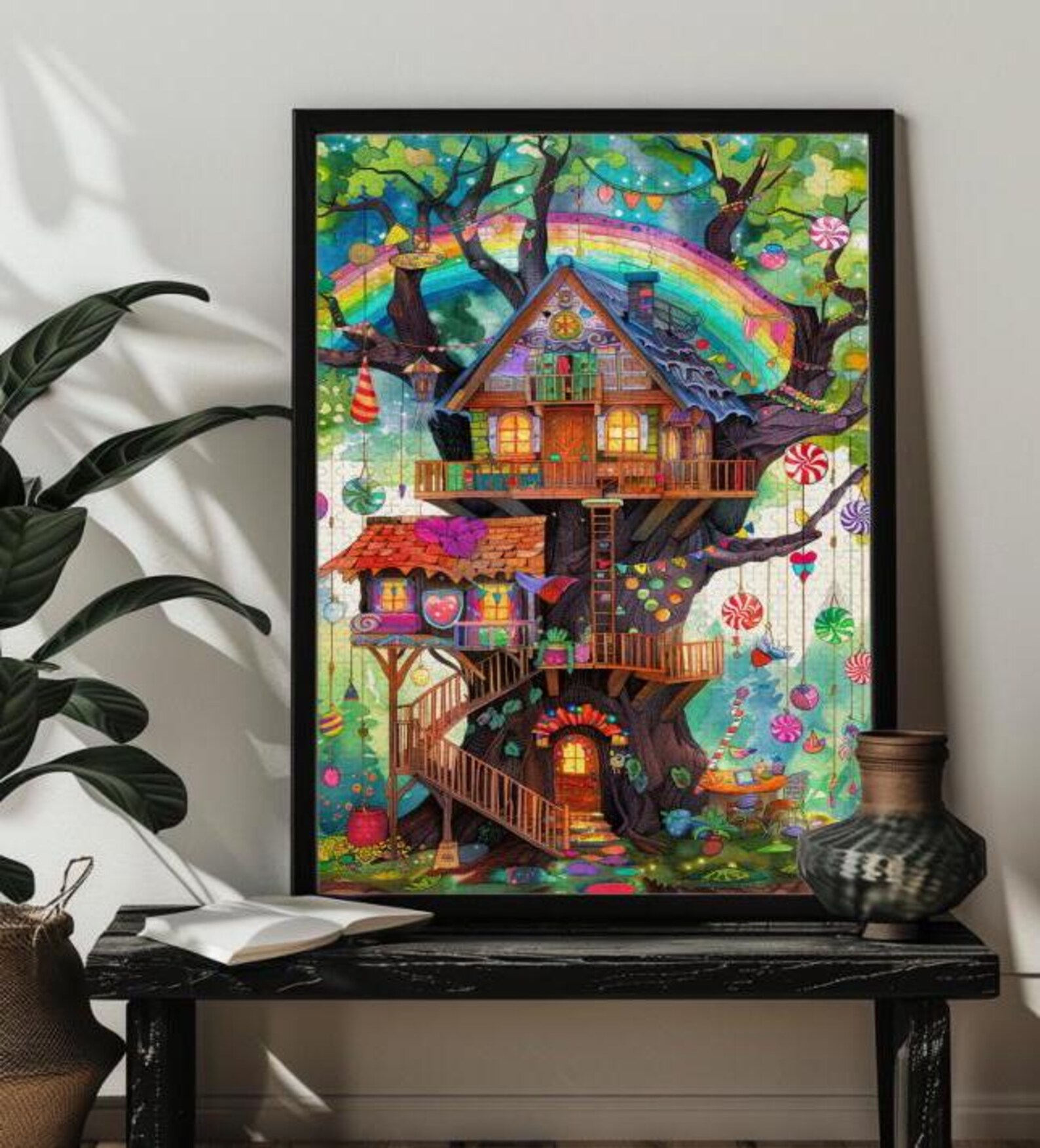 Fantasy Tree House Jigsaw Puzzle Abstract Whimsical Landscape Puzzles ...