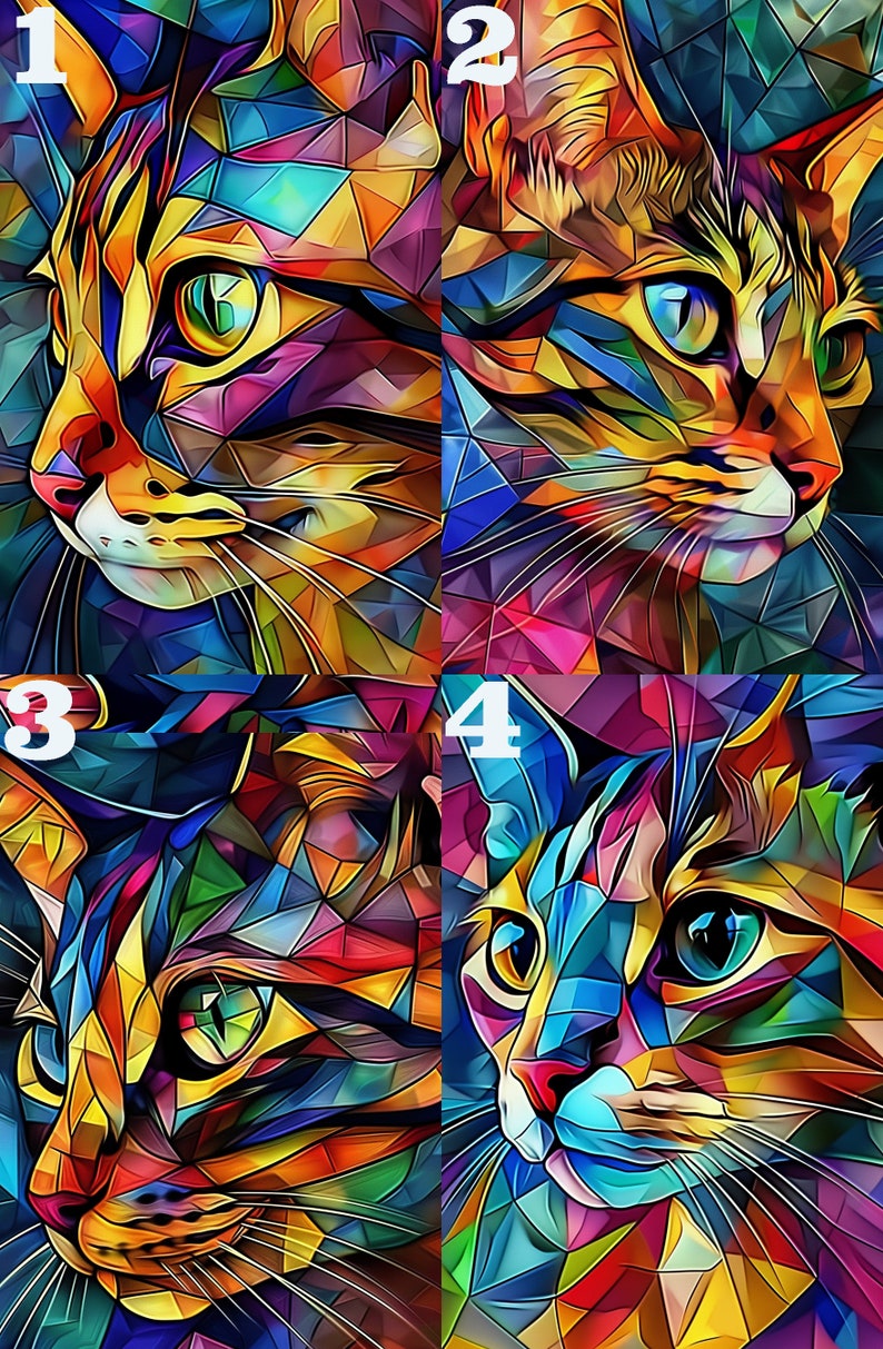 Stained Glass Colorful Cat Jigsaw Puzzle Cat Lovers Gift Cat Photo ...