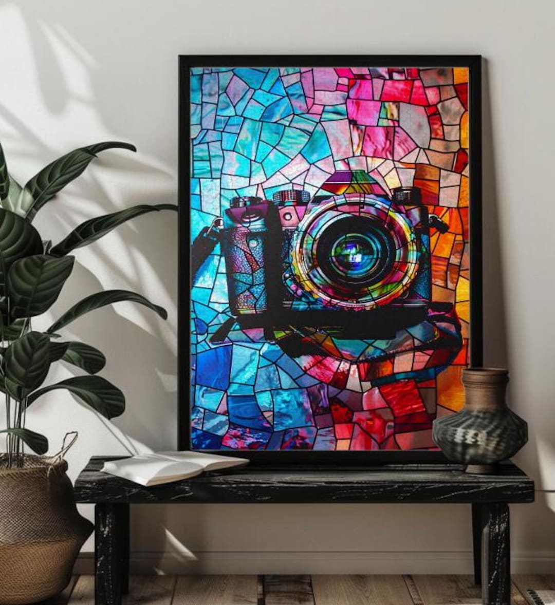 Stained Glass Camera Jigsaw Puzzle，200/300/500/1000 Wood Photography ...