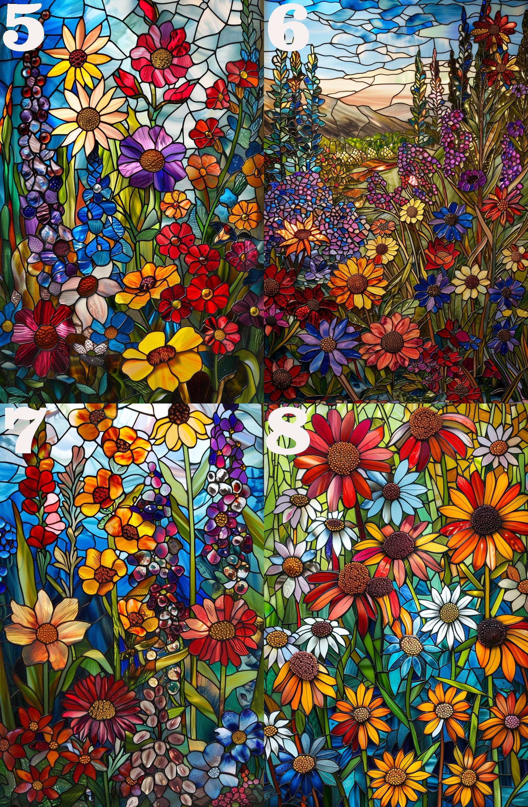 Stained Glass Wildflower Jigsaw Puzzle for Adults 300/500/1000 Floral ...