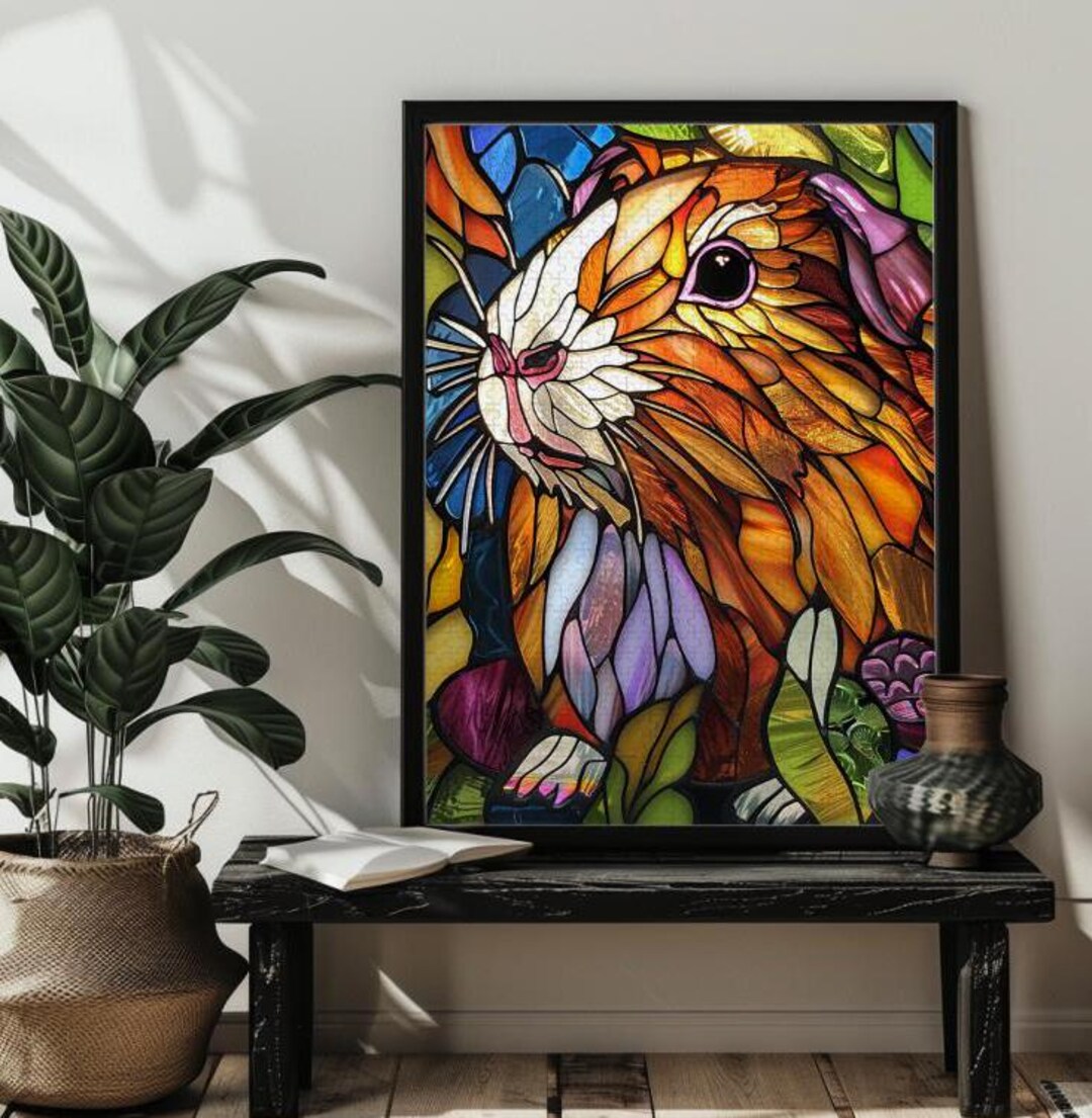 Guinea Pig Stained Glass Jigsaw Puzzle，guinea Pig Puzzle Art，500/1000 ...