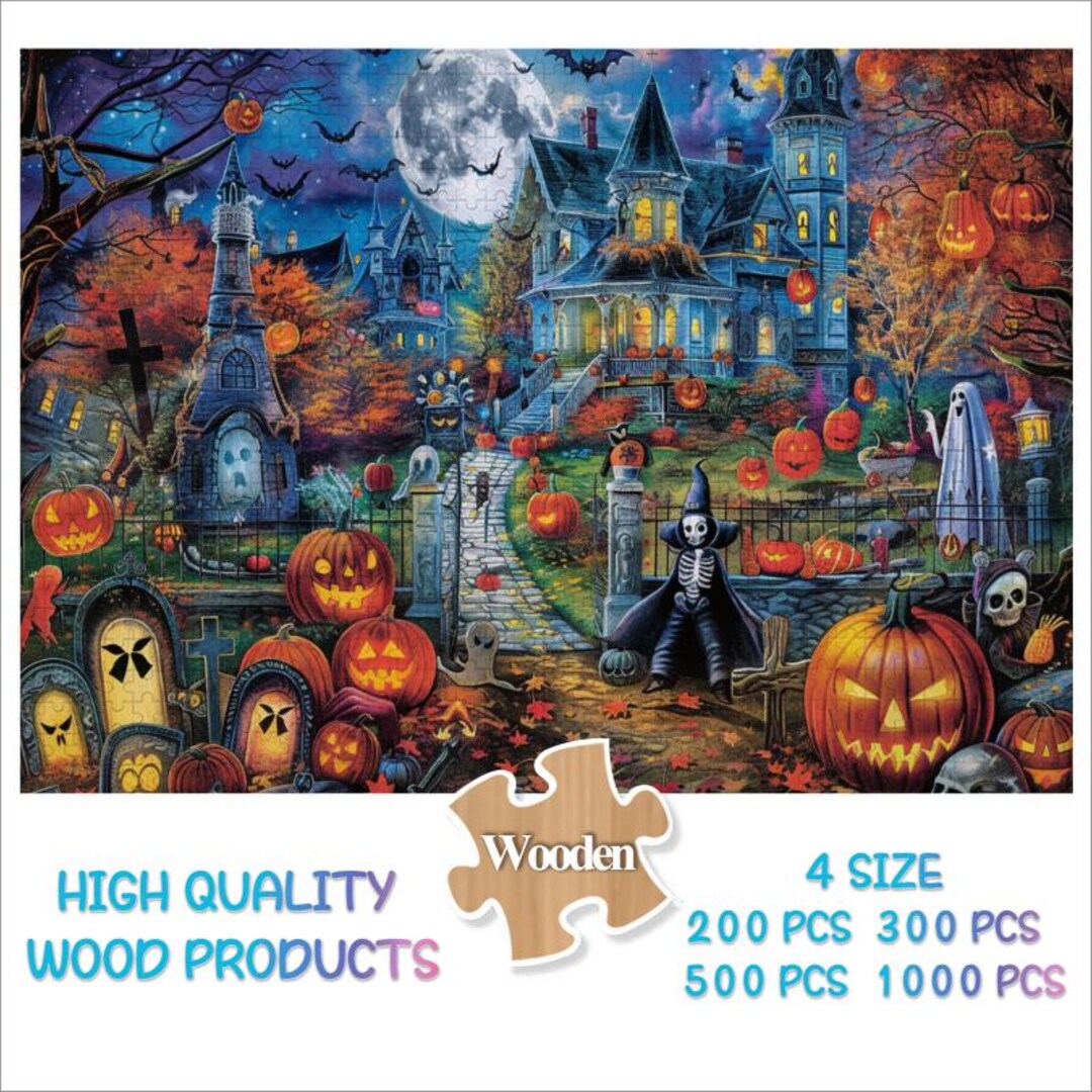 Halloween Gothic House Pumpkins Jigsaw Puzzles Art Gift 500,1000 Piece ...