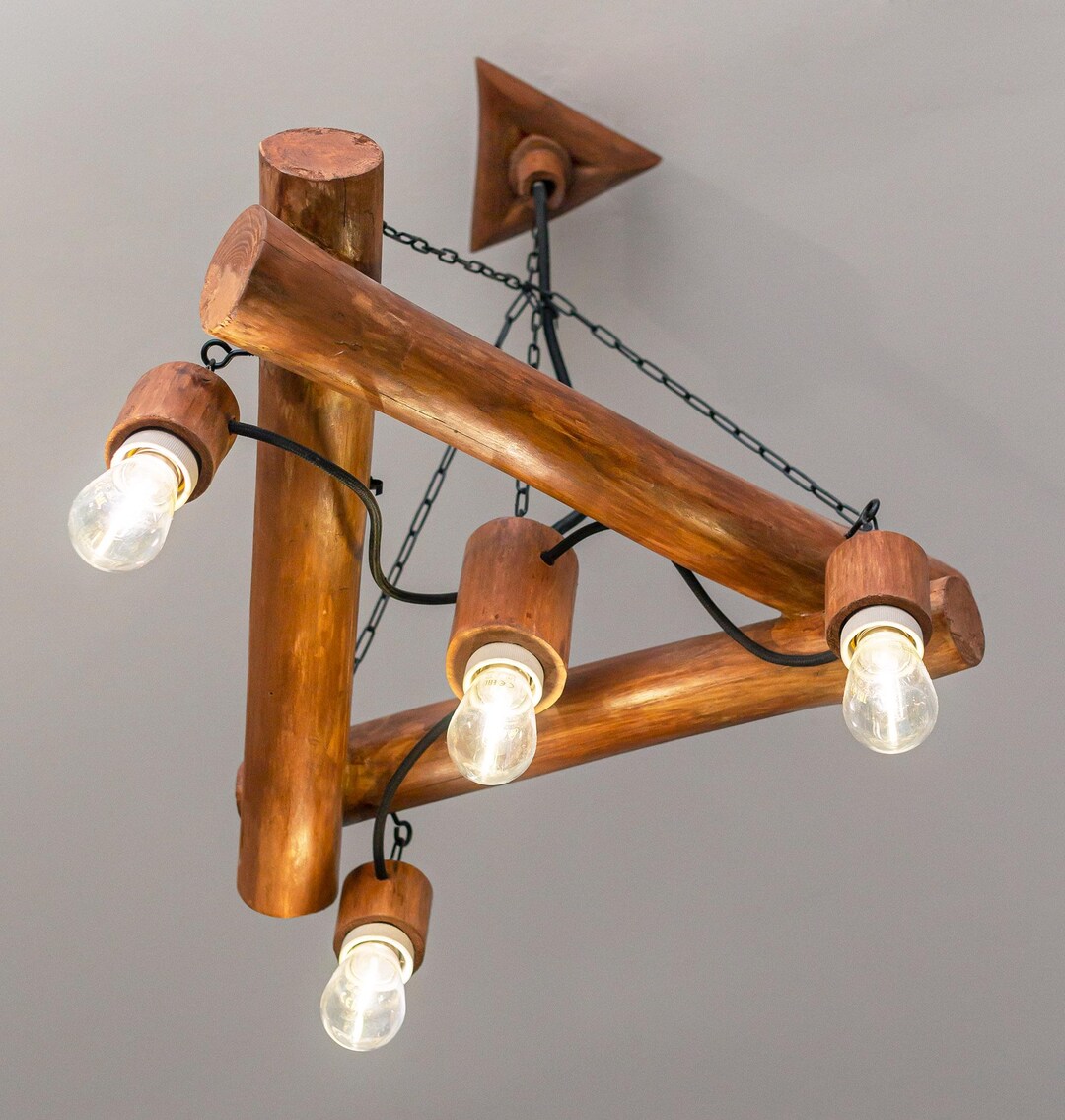 Hanging Wooden Lamp, Natural, in Rustic Style. - Etsy