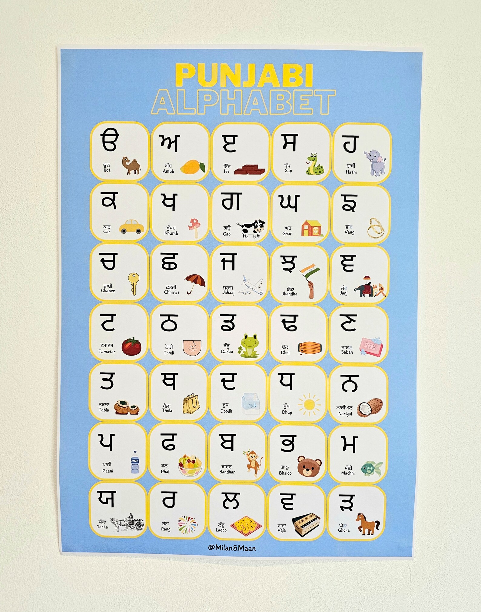 My Punjabi/gurmukhi Alphabet Poster, A3, Educational Poster, Punjabi ...