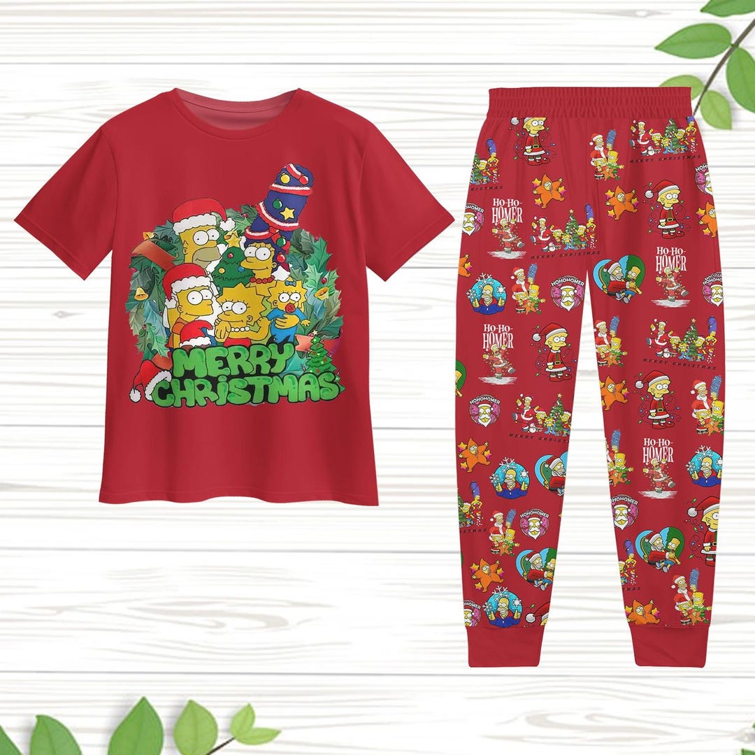 The Simpson Family Pajamas, the Simpsons Santa Xmas Pajamas, Simpsons ...
