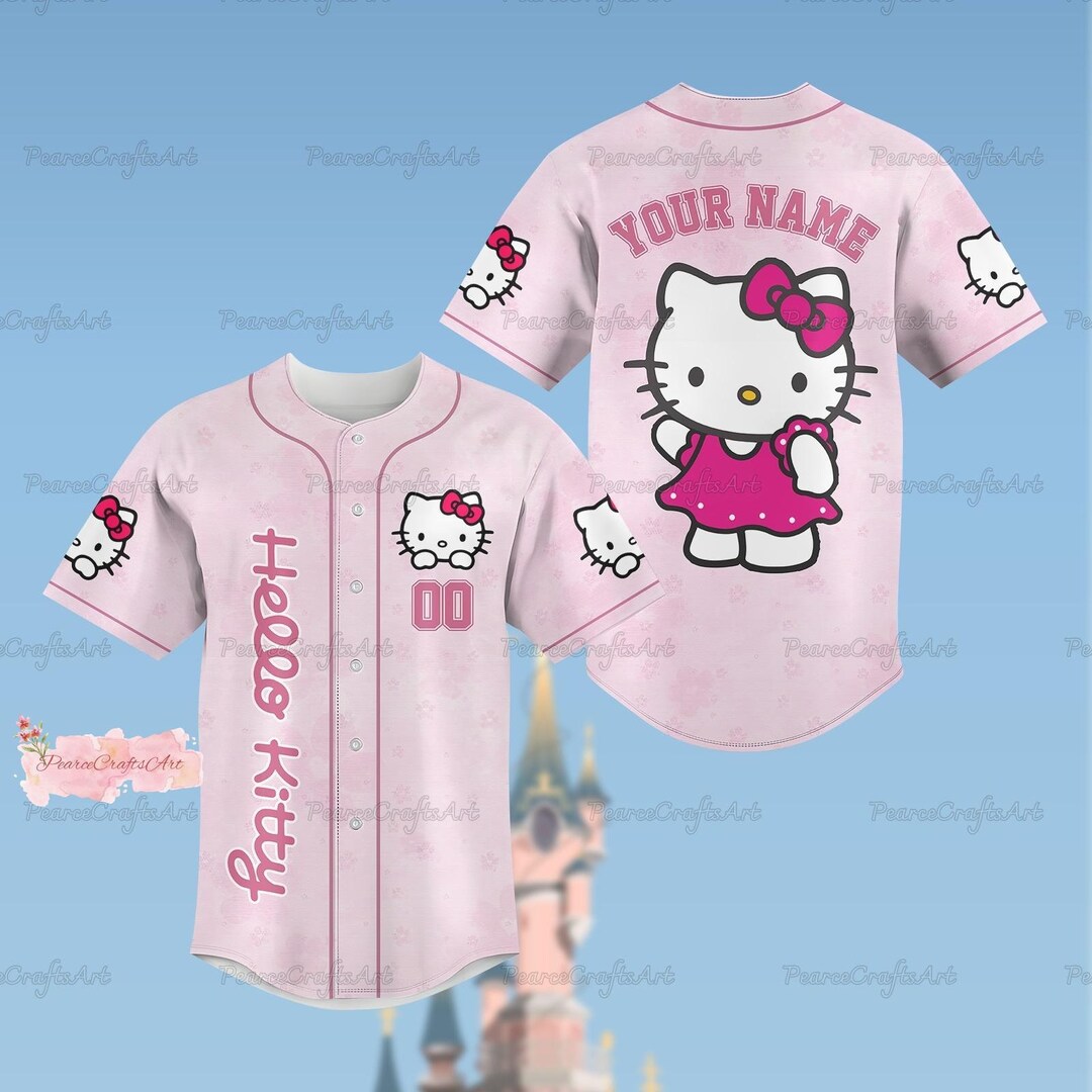 Hello Kitty Baseball Shirt, Hello Kitty Jersey Shirt, Custom Kitty Cat ...