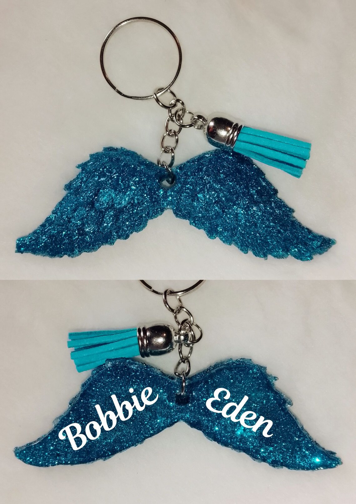 Memorial Resin Angel Wings Personalised Keyring - Etsy