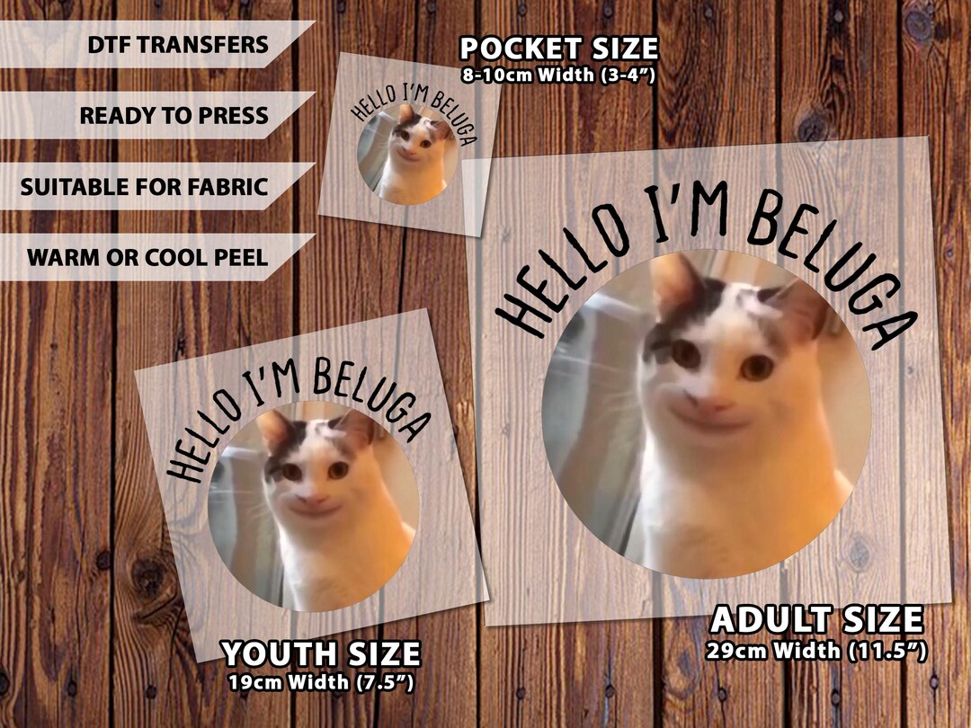 Beluga Cat Meme,beluga Cat Plush,beluga Cat Figure, Cat Dtf Transfer ...