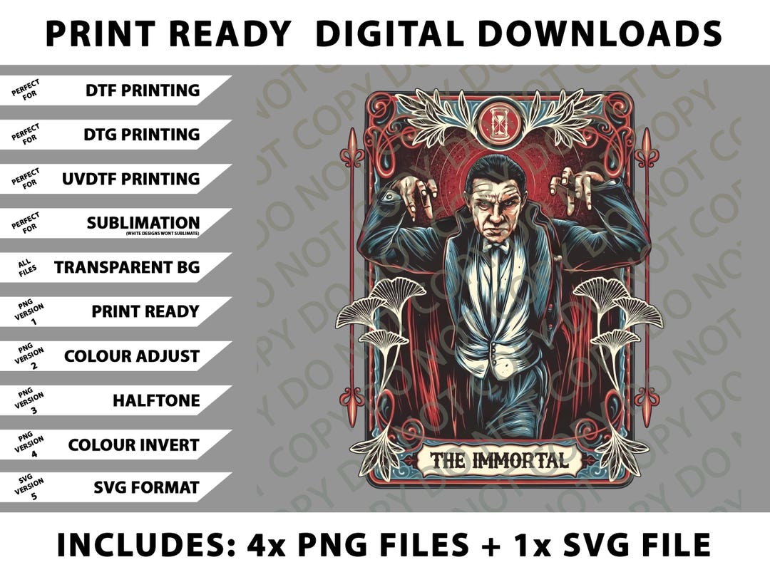 The Immortal Tarot Card, Dracula, Classic Movie, Digital Download, Png ...