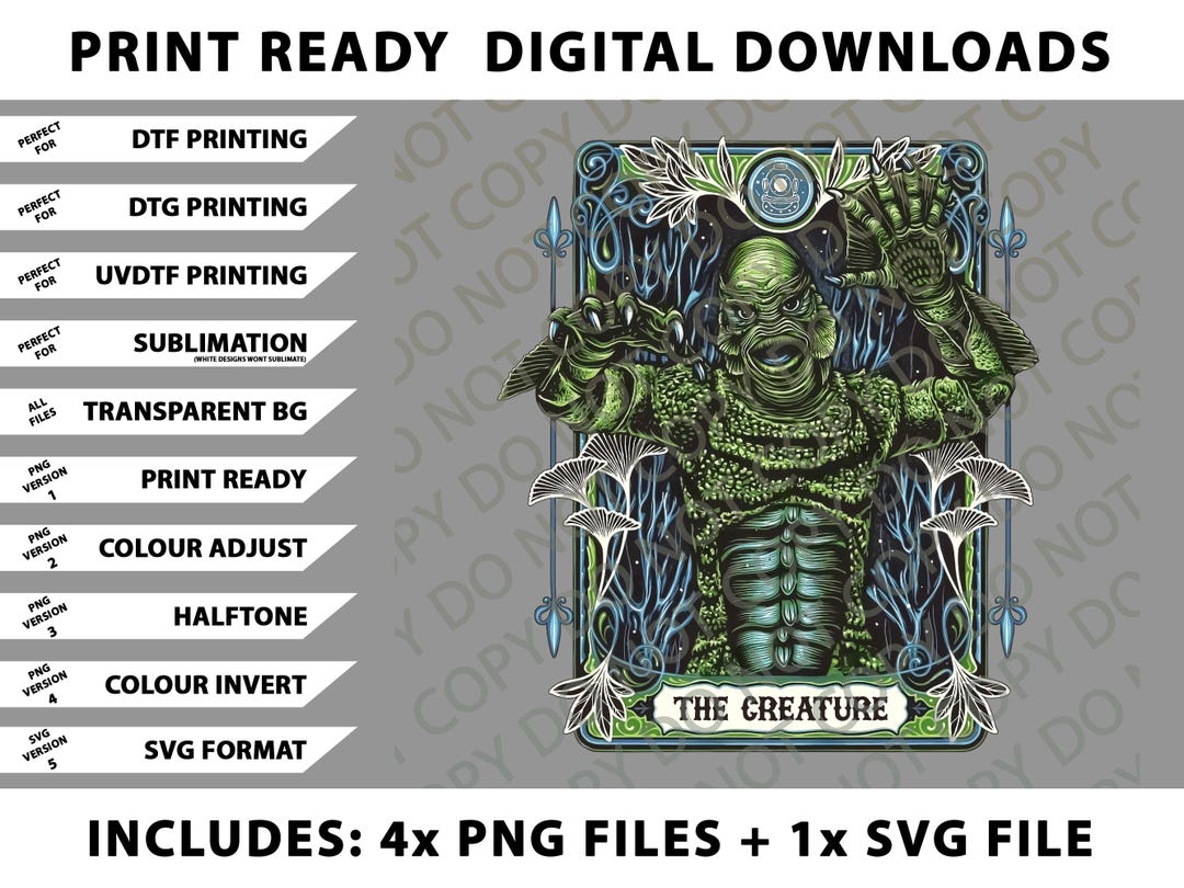 The Creature Tarot Card, Swamp Thing, Creature From the Black Lagoon, Digital Download Png ...