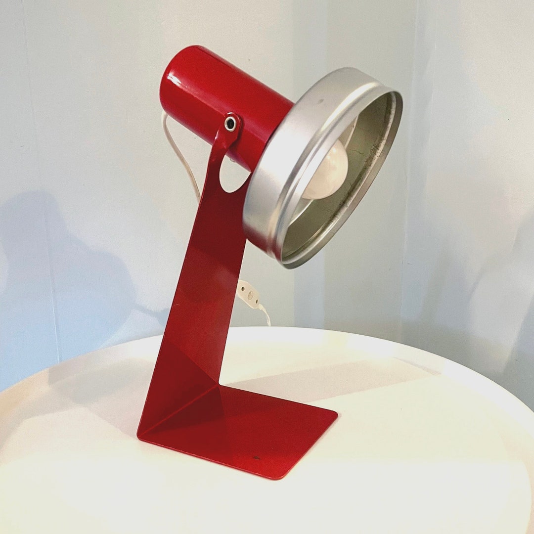 Industrial Red 70s Desk Lamp // Vintage Metal Lamp // Retro Design by ...