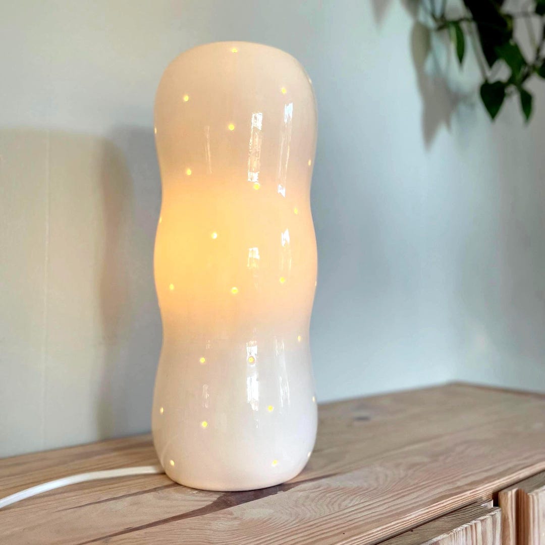 Vintage IKEA Porcelain Table Lamp Dämsta: Perforated Design - Etsy