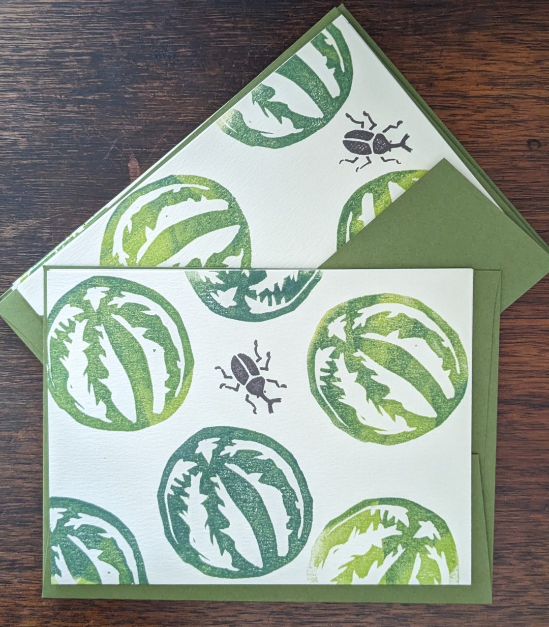 Japanese Summer: Watermelon + Stag Beetle Card - Etsy