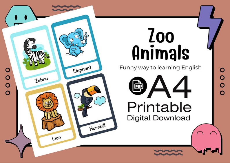 Zoo Animals Flashcards Flashcards Preschool Memory Game Zoo Animals ...