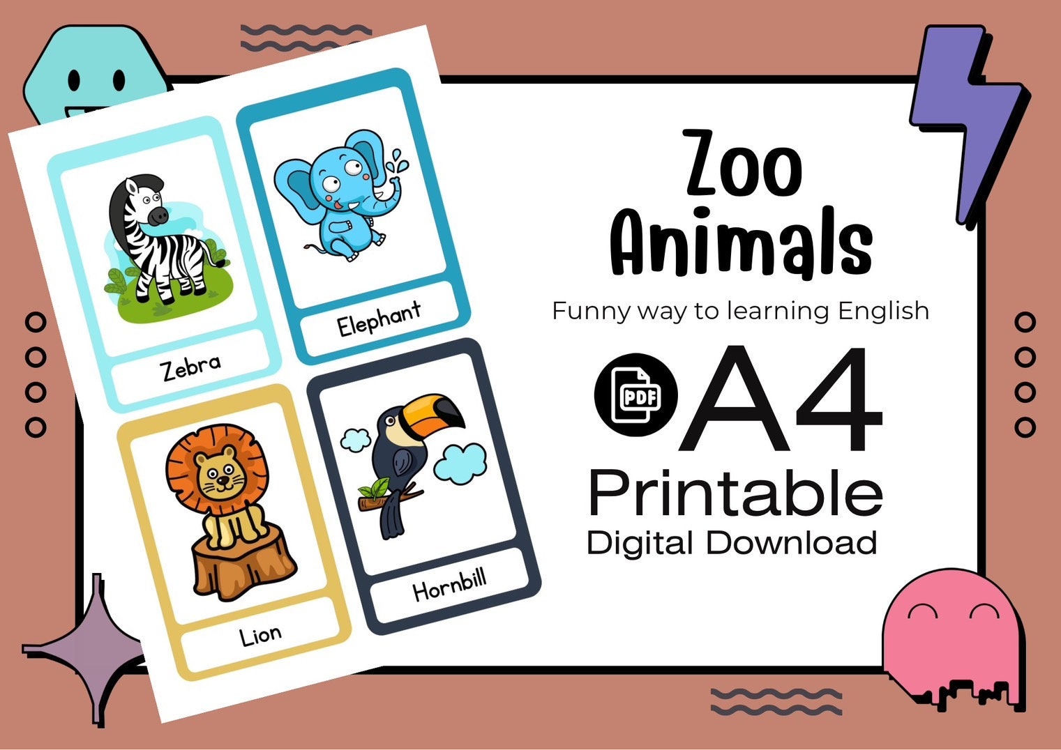 Zoo Animals Flashcards Flashcards Preschool Memory Game Zoo Animals ...