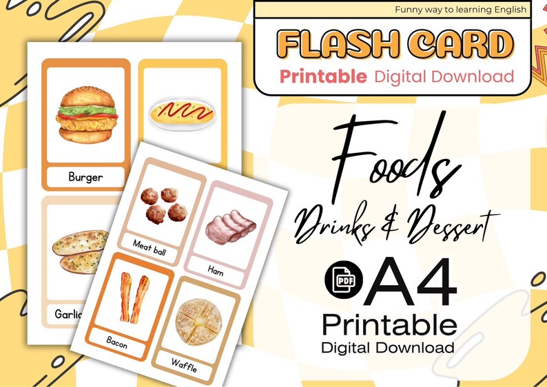 Food Flashcards Flashcards Preschool Memory Game Dessert Flashcards for ...