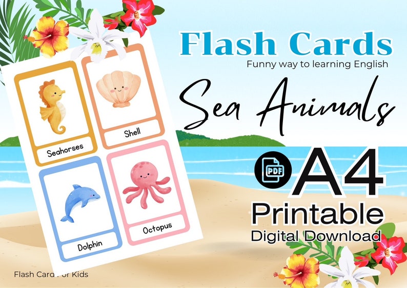 Sea Animals Animal Flashcards Flashcards Preschool Memory Game Animal ...