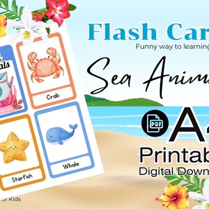 Sea Animals Animal Flashcards Flashcards Preschool Memory Game Animal ...