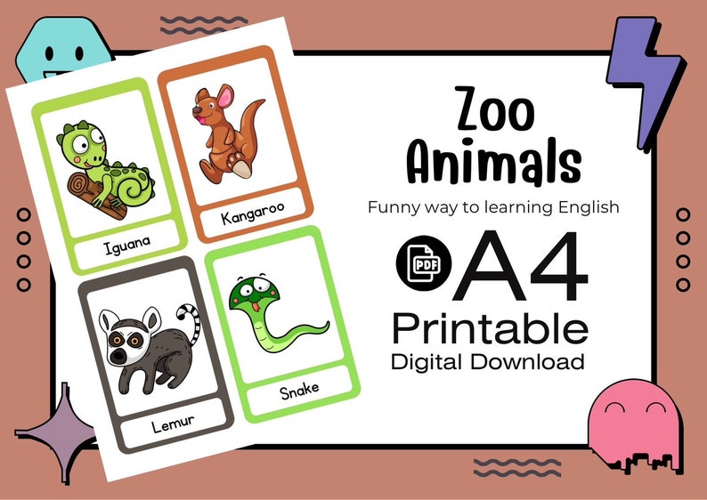 Zoo Animals Flashcards Flashcards Preschool Memory Game Zoo Animals ...