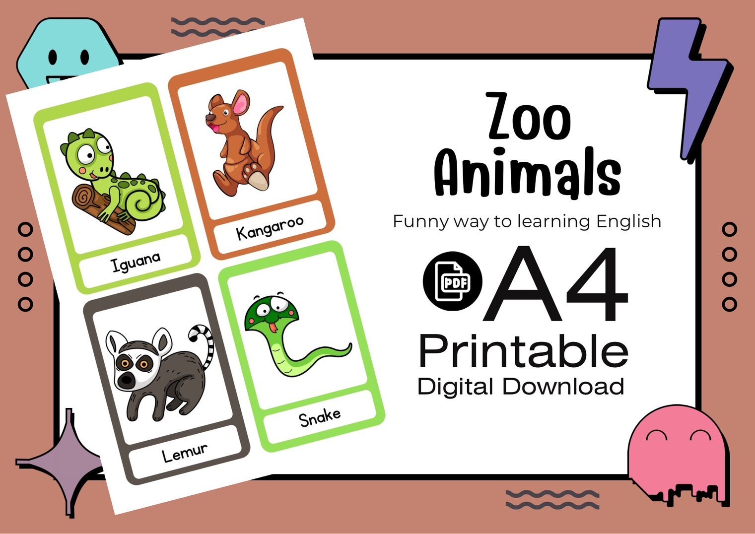 Zoo Animals Flashcards Flashcards Preschool Memory Game Zoo Animals ...